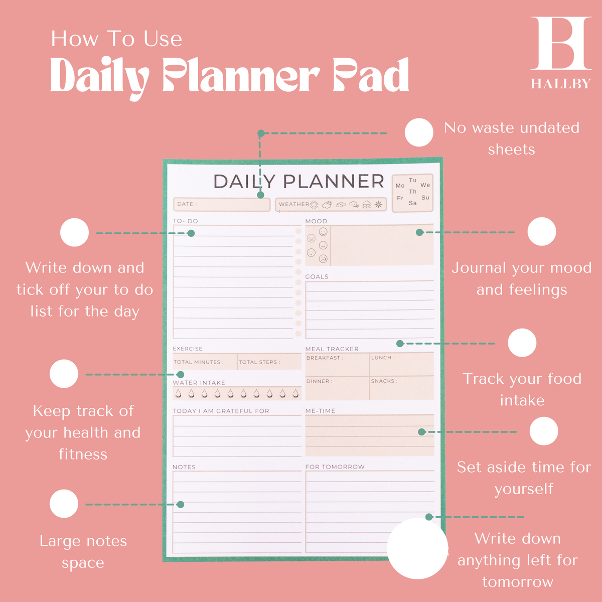 Daily Planner Pad | A5 Tear Off Daily Planner – Hallby